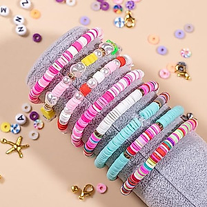 Ybxjges 22400Pcs Clay Beads Bracelet Making Kit,168 Colors Polymer Clay Beads Kit, Flat Heishi Beads for Girls 8-12, with Letter Beads Pendant Charms Kit for Preppy, Gifts, DIY Crafts