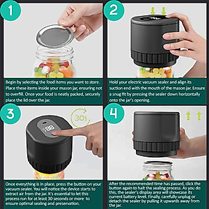 Vacuum Jar Sealer, Mason Vacuum Sealer Kit, Electric Mason Jar Vacuum Sealer for Wide Mouth and Regular Mouth Mason Jars, Comes with 10 Lids (Black)