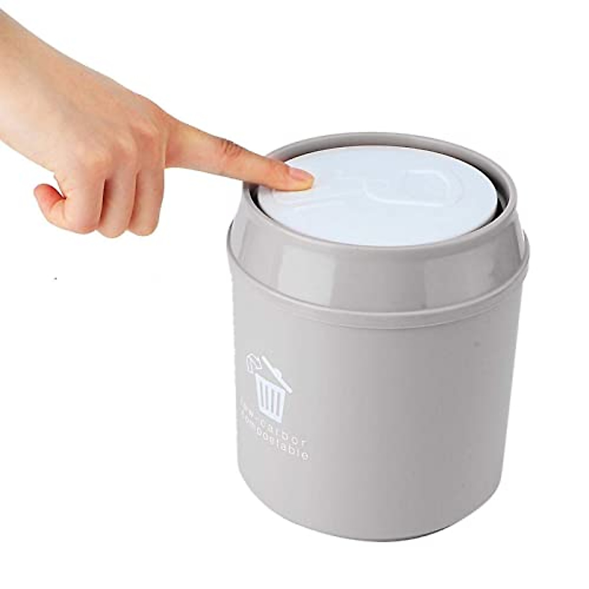 Mini Desktop Trash Can Storage Tube Push Creative Trash Can Kitchen Small Trash Bathroom Trash Blue(Gray)