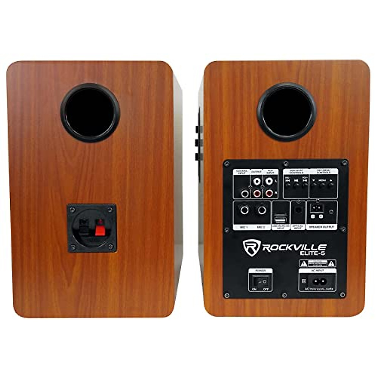 Rockville ELITE-5C Classic Wood 800w Home Theater 5.25" Bluetooth Bookshelf Speakers
