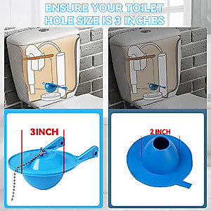 2 Pack 3 Inch Toilet Flapper Replacement Compatible with Gerber 99-788, Universal Water-Saving Long Life with Stainless Chain for 3-Inch Flush Valves, Easy Install- Blue