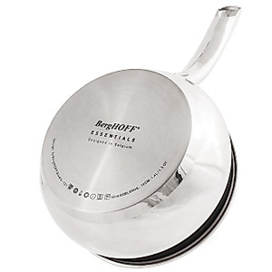 BergHOFF Belly Shape 18/10 Stainless Steel 6.25 inches Saucepan 1.5qt., Metal Lids, Fast, Evenly Heat, Induction Cooktop Ready