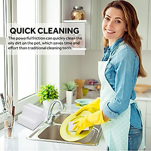 Large Magic Eraser Sponge, Double Compression Melamine Sponges in Bulk Extra Durable,50 Pack Household Cleaning Sponge with No Chemicals,Power Scrubber Foam Cleaning Pads,Kitchen, Bathroom Cleaner