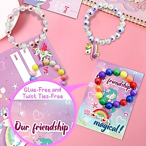 UMEELR 28 Packs Unicorn Valentines Day Cards with Rainbow Bracelets for Girls Classroom Prizes, Valentine's Party Favors Toys for Girls and Valentine School Exchange Gifts Greeting Cards