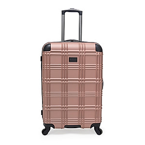 Ben Sherman Nottingham Lightweight Hardside 4-Wheel Spinner Travel Luggage, Rose Gold, 24-Inch Checked