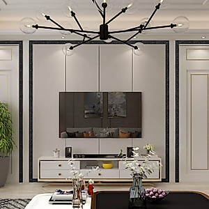 WADILE 180" x 3.1" Crown Molding Peel and Stick, Flexible Wallpaper Border Wall Trim Border, Self Adhesive Mirror Moulding Frame Lines, 3D Edging Foam Ceiling Baseboard, Black