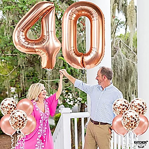 KatchOn, Rose Gold 40 Balloon Numbers - 40 Inch | 40th Birthday Decorations Women | 40th Birthday Balloons for Women | 40 and Fabulous Decorations | Number 40 Balloons, 40 Birthday Balloons for Women