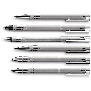 Lamy logo brushed - Ballpoint Pen in an elegant & robust stainless steel case - line width M - including large capacity refill M 16 in black