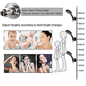 JiePai Suction Cup Shower Head Holder Adhesive,Suction Handheld Shower Head Holder Bracket,Removable Wall Mount Holder for Bathroom,Brushed Nickel