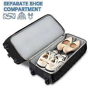 ETRONIK Rolling Duffle Bag with Wheels, 21-inch Flight Approved Travel Duffle Bag with Wet Pocket & Shoe Compartment, Carry On Luggage 22x14x9 Airline Approved, Black