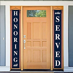 Rainlemon Honoring All Who Served Porch Banner USA Memorial Day Veterans Day Front Door Sign Decoration