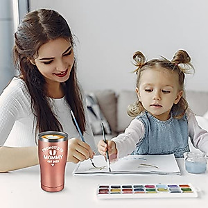 Qtencas Promoted to Mom Est 2023 Travel Tumbler, New Mom Gifts for Women, Great Mothers Day Gifts for Mom, First Time Mom Gifts Mom to be Mother to be Gifts, 20 Oz Stainless Steel Tumbler, Rose Gold