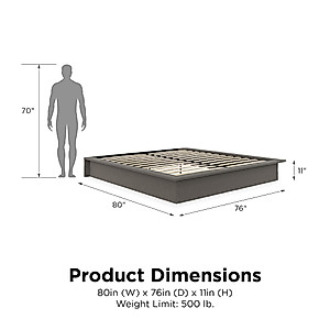 DHP Maven Upholstered Platform Bed with 11 Inch Height for Raised Mattress Support, No Box Spring Needed, King, Gray Linen
