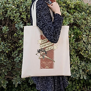 GRAPHICS & MORE Wonder Woman Movie Love, Strength, Grace Grocery Travel Reusable Tote Bag
