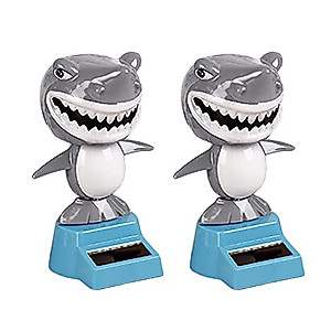 oAutoSjy Shaking Head Shark Car Dashboard Decoration Solar Bobblehead Doll Center Console Car Ornament Cute Dancing Figure Desktop Ornament for Car Office Home Decor DIY Craft Car Interior Accessories