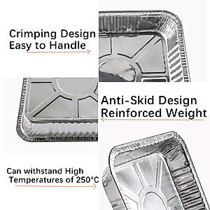 HOMEE Aluminum Pans Disposable, 8 x 8'' Square Disposable Aluminum Foil Pans Stackable Heat Resistant, (50 Pack) Disposable Foil Tray for Baking, Roasting, Broiling and Cooking, Storing, Prepping Food