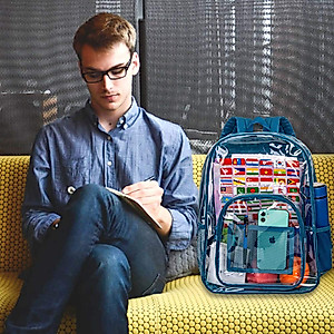 Clear Backpack 12x12x6 Stadium Approved, Transparent Mini Bookbag, Small Heavy Duty See Through Small Bag - Blue