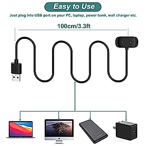 Kissmart Charger Cable for Amazfit GTS 2, GTS 2 Mini, GTS 2e, GTR 2, GTR 2e, GTS 4 Mini, T-Rex Pro, Bip 3, Bip U, Zepp E/Z, USB Charging Cable Dock Cord 3.3ft Smartwatch Accessories