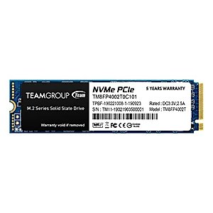 TEAMGROUP MP34 2TB with DRAM SLC Cache 3D NAND TLC NVMe 1.3 PCIe Gen3x4 M.2 2280 Internal SSD (Read/Write Speed up to 3,500/2,900 MB/s) Compatible with Laptop & PC Desktop TM8FP4002T0C101
