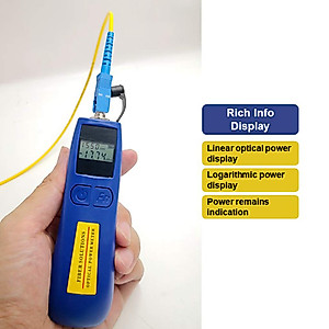 QIIRUN Optical Power Meter -70~+10 dBm Fiber Light Meter for Testing 6 Calibrated Wavelengths, 68g Light Weighted
