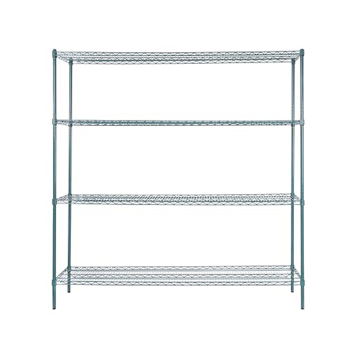 Restaurantware - Shelves ONLY: RW Base 18 x 72 x 1.5 Inch Epoxy Shelves, 4 NSF Certified Wire Shelves - Shelving Posts Sold Separately, with 32 Split Sleeves, Green Steel Shelves, Does Not Corrode
