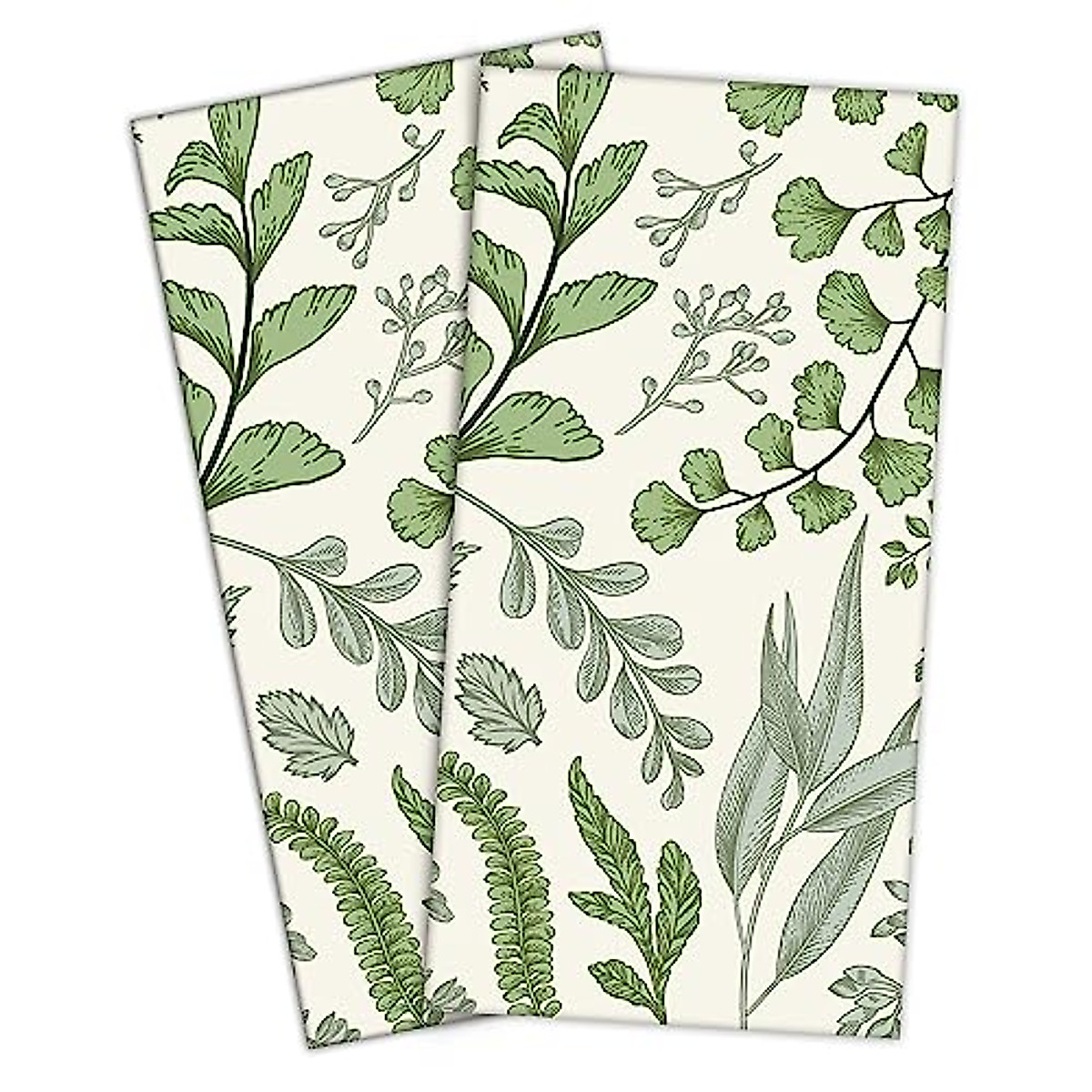 Green Leaves Hand Towels for Bathroom Decorative Bath Towels Soft Absorbent Kitchen Hand Towels Bathroom Hand Towels Set for Home Kitchen Bathroom Decor (Set Of 2, 13.8x27.6 In) (Green Leaves)
