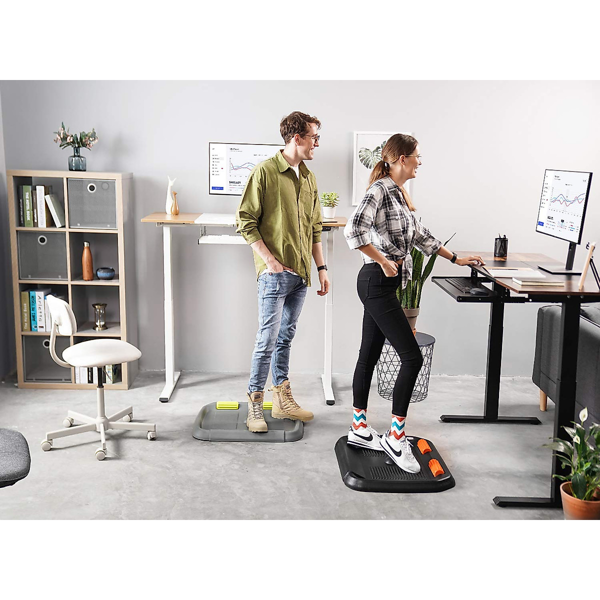 FEZIBO 63 Inch L Shaped Standing Desk & Anti Fatigue Mat
