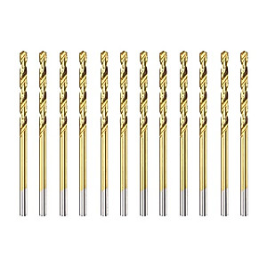 uxcell High Speed Steel Straight Shank Twist Drill Bit Fully Ground Titanium Coated 2.6mm Drill Diameter 57mm Total Length 25mm Drill Bit Length 12 Pcs