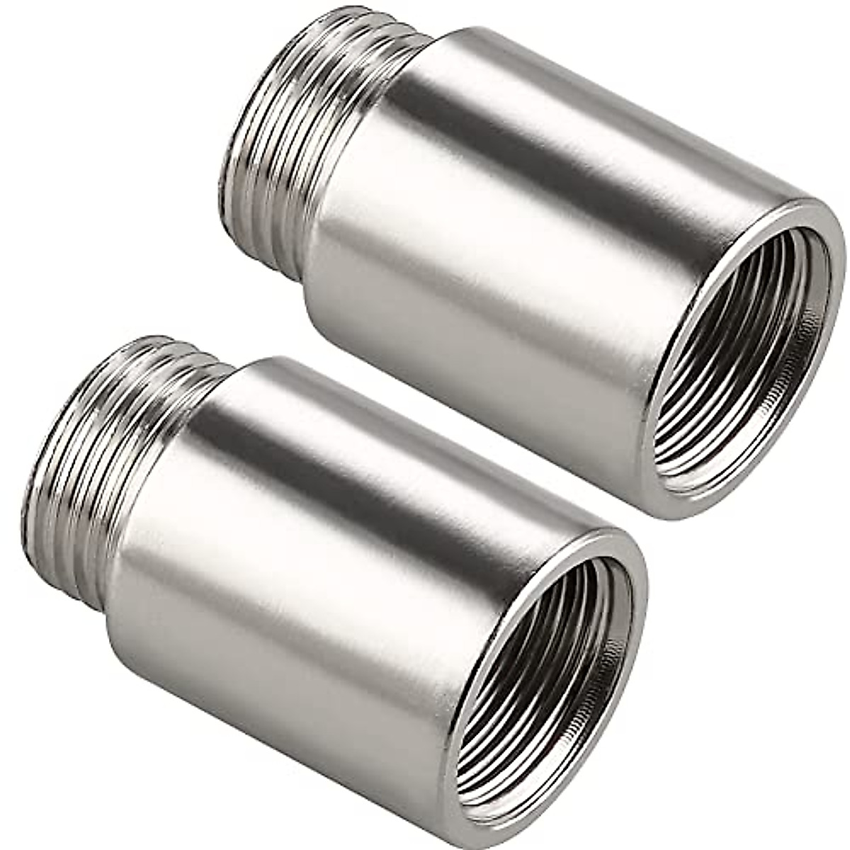Beduan Shower Head Extension Tube Pipe Fittings, G 1/2 Male to G 1/2 Female BSP threaded Stainless Steel Round Shower Arm Extension Cast Fitting Coupler (40mm Length,2pcs)