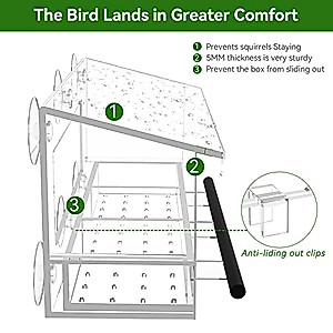DY-SKTY Clear Window Bird Feeder with 6 Strong Suction Cups and Detachable Seed Tray for Outside, Large Transparent Acrylic Wild Birds House Cat Kids and Elderly Viewing Bird Feeder for Window Perch