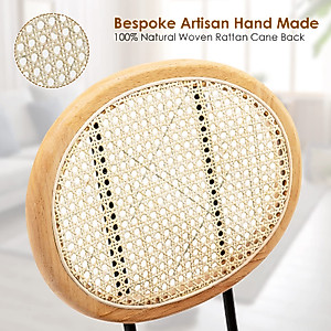 Soohow Faux Leather Indoor Kitchen Set of 2 with Rattan Backrest Modern Industrial Upholstered mid Century Metal Chair Set of 4 Suitable for Dining Room, 2 pcs, Whiskey Brown