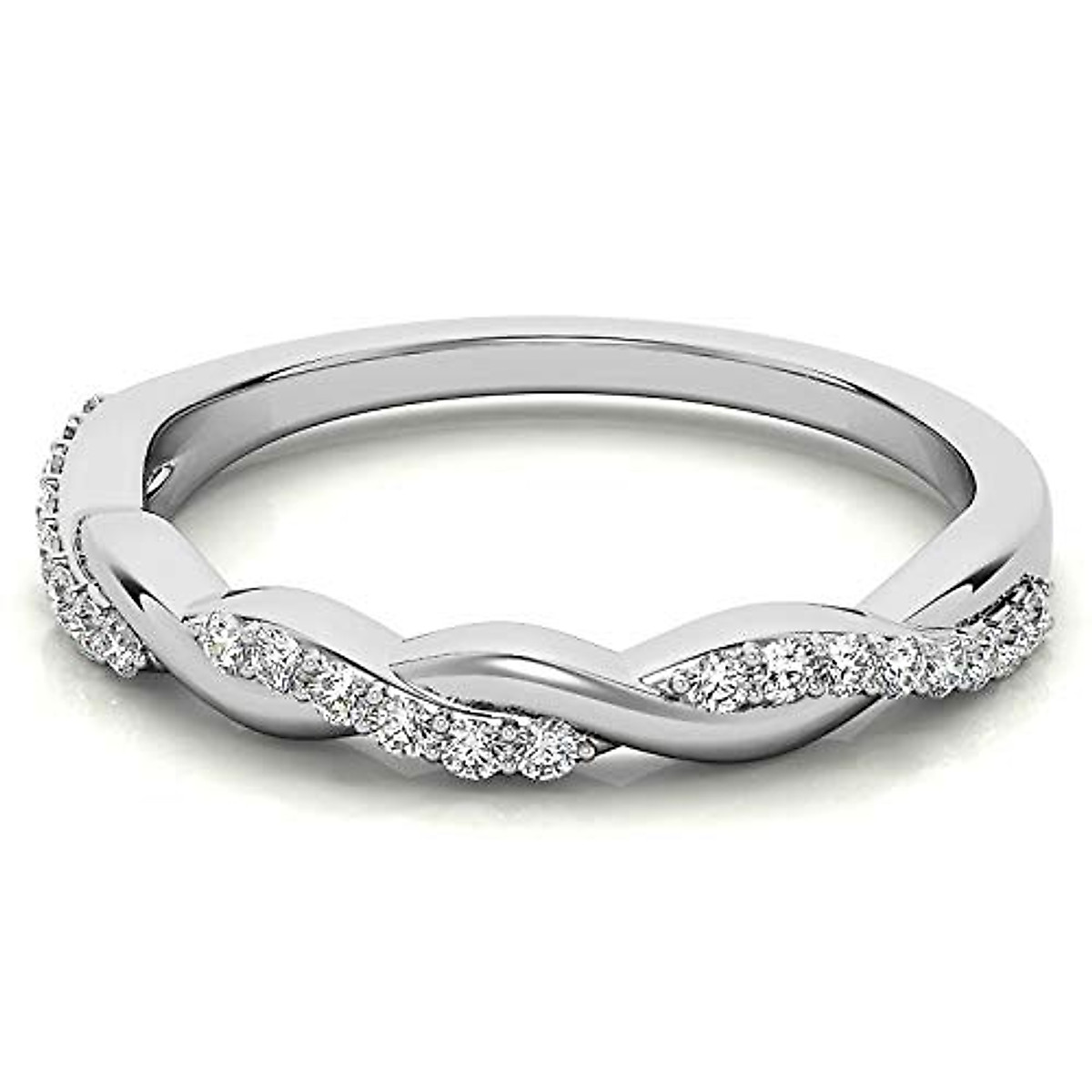 CUSTOMIZE JEWELS 0.22ct Twisted Infinity Lab Grown Diamond Stackable Band In 14k White, Yellow, Rose Gold For Women,Wedding Band,Matching Band,Engagement Ring Band (14k White Gold, 8)