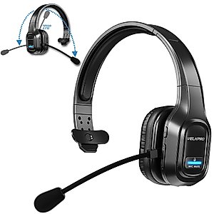 VELKPRO Wireless Headset with Microphone - Single-Ear Headphone, Adjustable Headband, Noise Isolation Mic - Communication for Truck Drivers, Home Office, Call Center