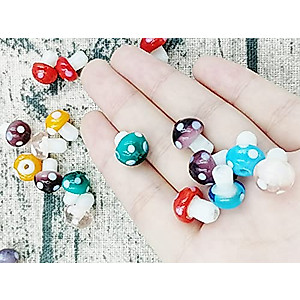 Mushroom Bead, 30 pcs Mushroom Handmade Lampwork Beads,Mushroom Charms Glass Beads Mushroom Shape Spacer Loose Beads for DIY Jewelry Bracelets Necklace Making Decorations