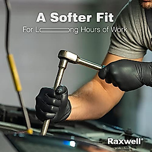 Heavy Duty Disposable Gloves Latex Free | 6.5 Mil Black Nitrile Gloves Large | 100 Count Powder Free Chemical Resistant Gloves | Food Grade, Food Safe, | Janitorial, Kitchen, & Mechanic Gloves