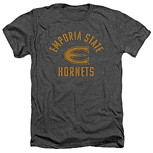 Emporia State University Official One Color Hornets Logo Unisex Adult Heather T Shirt,Charcoal Heather, Large