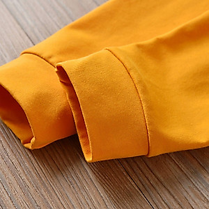 Rebey Toddler Infant Baby Boy Clothes Striped Long Sleeve Hoodie Tops Sweatsuit Pants Outfit Set (3-6 Months) Yellow