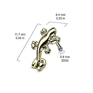 Covet Jewelry Gecko Nose Crawler 316L Surgical Steel Nose Bone Stud Ring