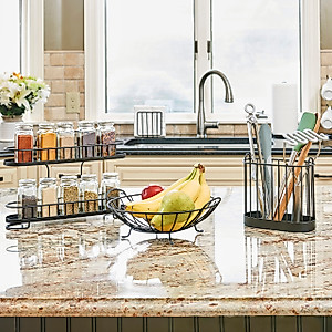 Spectrum Yumi Arched Fruit Bowl Server (Black) | Dining Table & Kitchen Counter Organizer, Modern Fruit Basket Stand | Yumi Collection