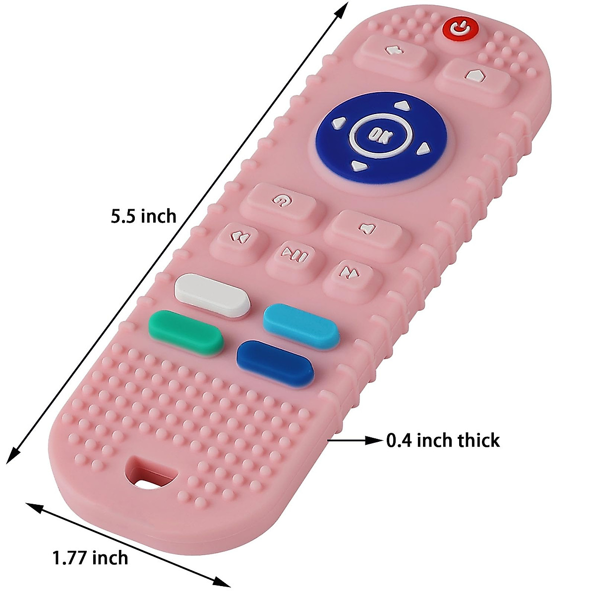 AIZIXIN 2 Pack Silicone Baby Teething Toys,TV Remote Control and Car Key Shape Teething Toys for Babies 3-24 Months, Baby Teethers Relief Soothe Toys, Baby Chew Toys for Toddlers(Pink&Blue)