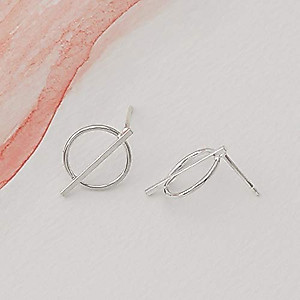 Boma Jewelry Sterling Silver Circle Bar Geometric Stud Earrings
