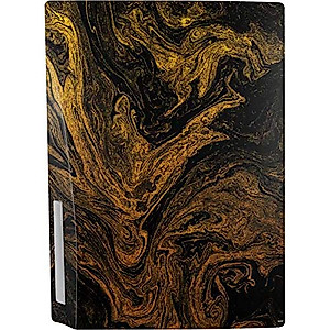 Skinit Decal Gaming Skin Compatible with PS5 Bundle - Gold and Black Marble Design