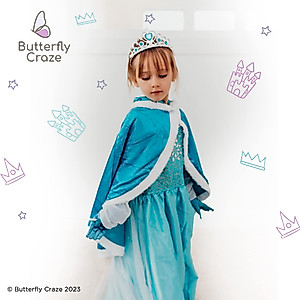 Butterfly Craze 4-Piece Accessory Set - Includes a Tiara, Gloves, Wand & Braid For Ice Queen Dress Up, Costume Parties, Playtime, & Pretend Play for Toddlers, Unleash Your Child's Inner Snow Princess