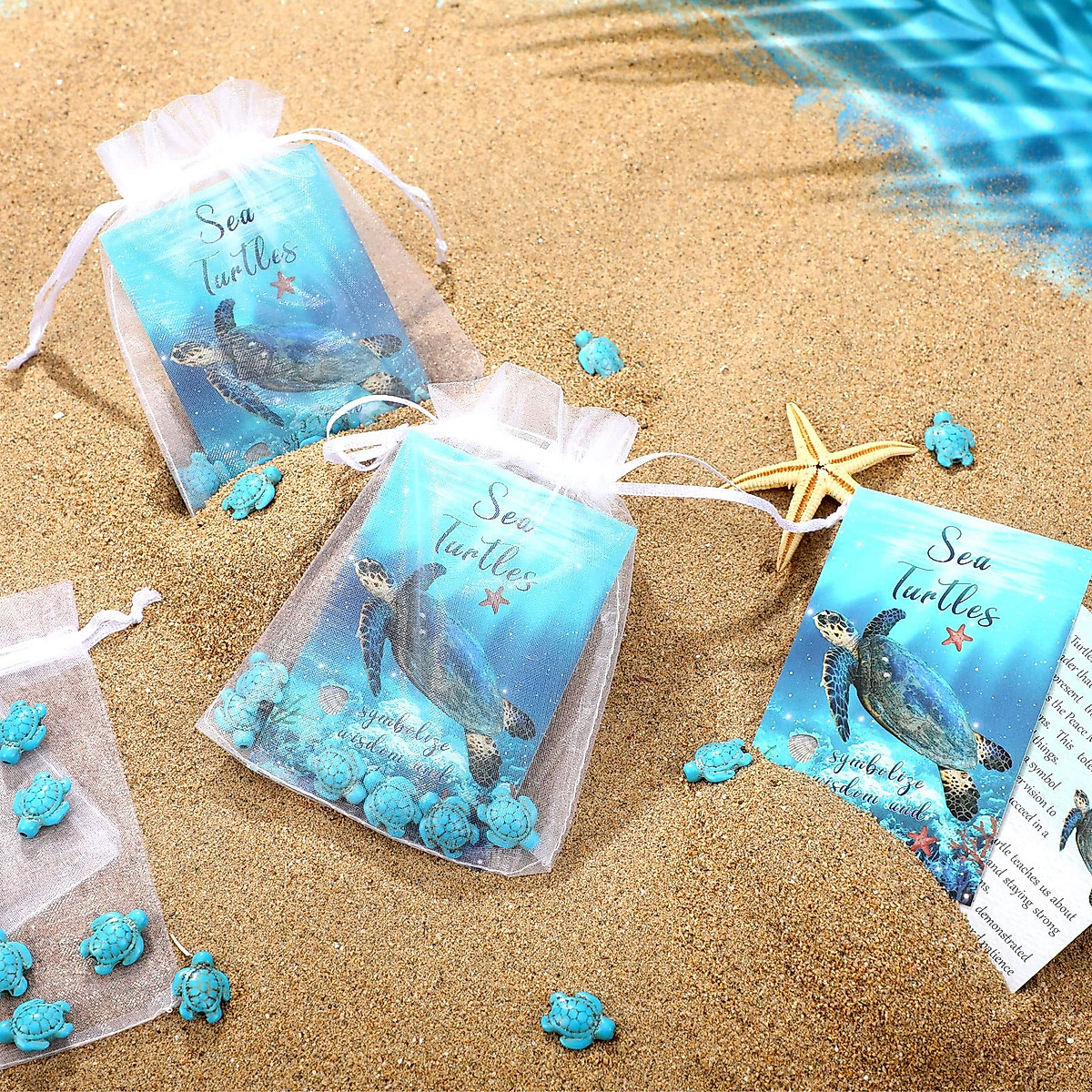 135 Pcs Sea Turtle Employee Appreciation Gifts Bulk Thank You Teacher Appreciation Gift Includes 45 Turtle Greeting Card with Message 45 sea Turtle and 45 Organza Bags for Coworkers (Bright Style)