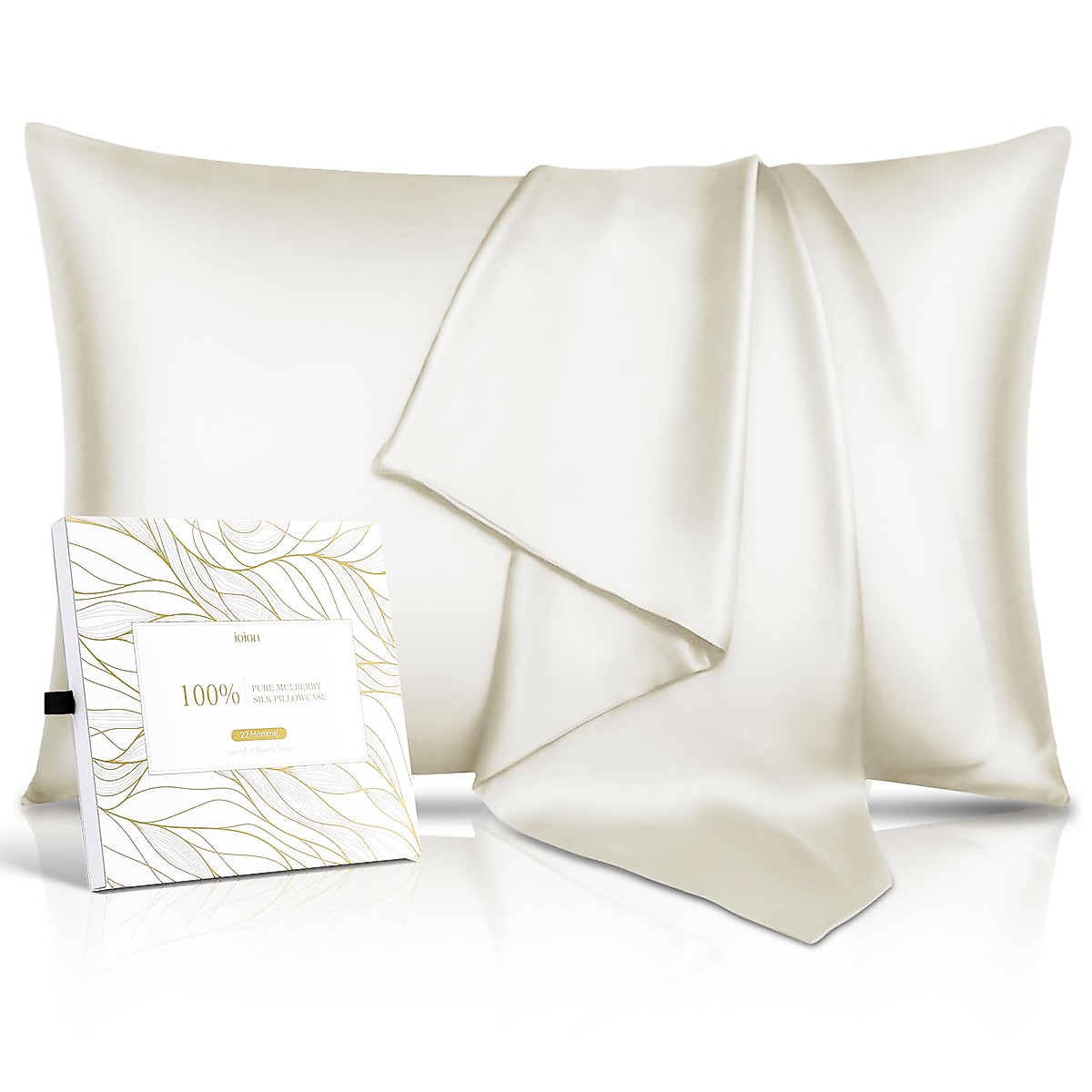 100% Pure Mulberry Silk Pillowcase for Hair & Skin - 22 Momme 6A High-Grade Fibers - Anti-Aging, Anti-Sleep Crease, Cooling Satin Pillowcases with Hidden Zipper, Best Gift Idea (Standard 20x26 Inches)