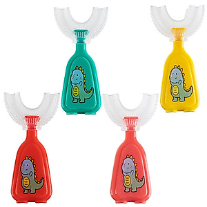Ysglory Kids U-Shaped Toothbrush Toddler U-Shaped Toothbrush Manual Whole Mouth Toothbrush Age 2-6 & 6-12 360° Oral Teeth Cleaning Design (4 PCS)