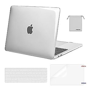 MOSISO Compatible with MacBook Pro 13 inch Case M2 2023, 2022, 2021-2016 A2338 M1 A2251 A2289 A2159 A1989 A1708 A1706, Plastic Hard Shell&Keyboard Cover&Screen Protector&Storage Bag, Crystal Clear