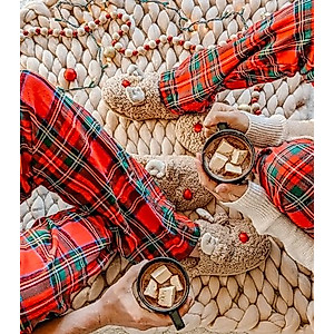 Dearfoams Women's Shay Giftable Holiday Themed Novelty Scuff Slipper, Reindeer, Large