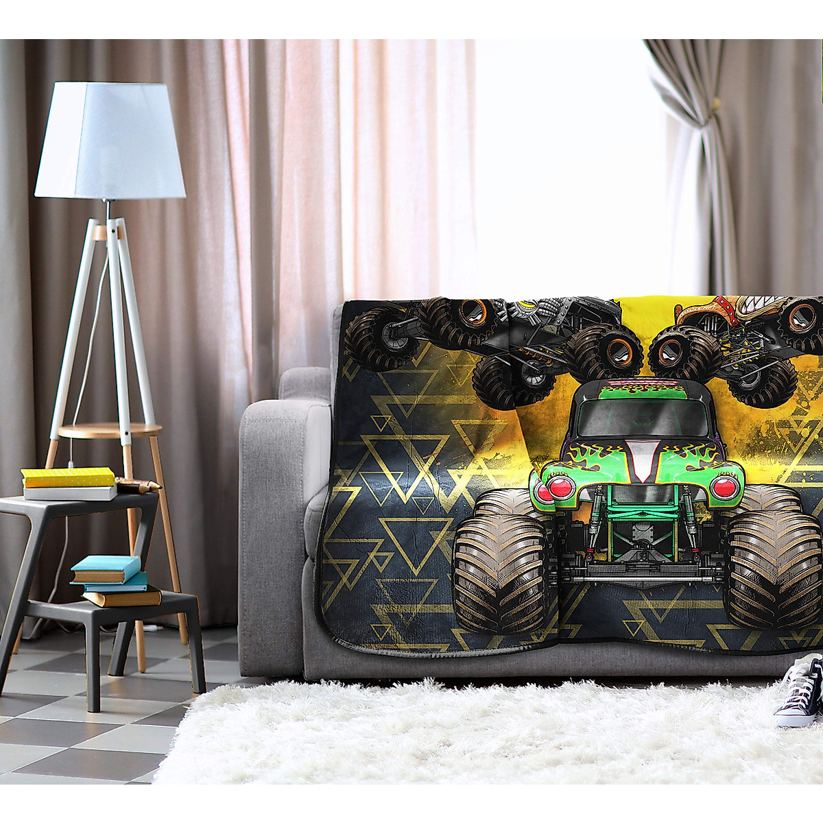 Jay Franco Monster Jam MJ Life Blanket - Measures 62 x 90 inches, Kids Bedding Features Grave Digger - Fade Resistant Super Soft Fleece