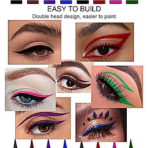 evpct Winged Wing Colored Eyeliners Stamps Stencil Wingliner Liquid Set Eye Liners for Women 4 Color Black Red Pink Green Cat Eye Face Stamp Liquid Eyeliner Colorful Makeup Set Multicolor Waterproof